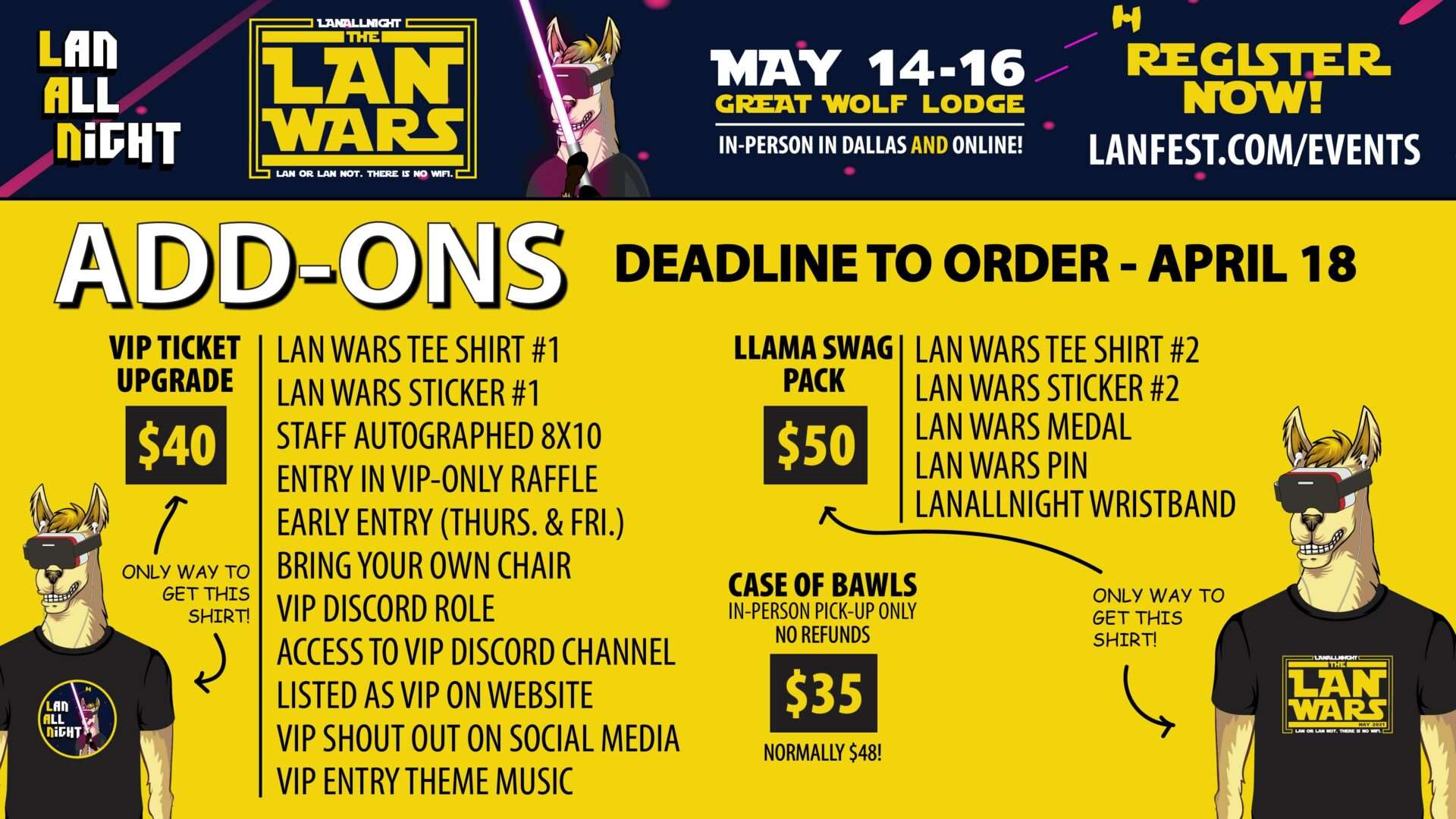 LAN All NIGHT Gaming Festival III: The LAN WARS, May 14-16, 2021 - LAN ...